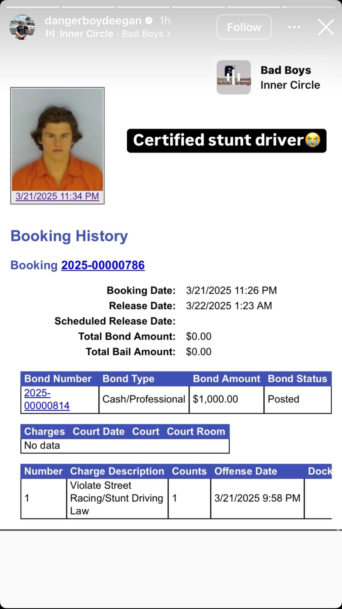 Haiden Deegan Arrested for Street Racing Violation in Walton County ...