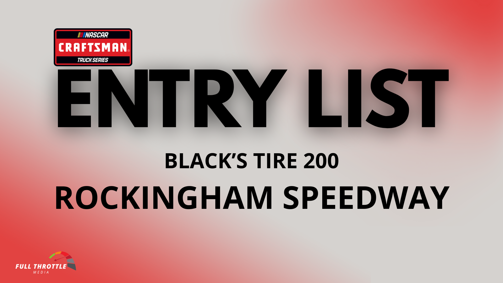 Entry List: 2025 Craftsman Truck Series Black’s Tire 200 at Rockingham ...